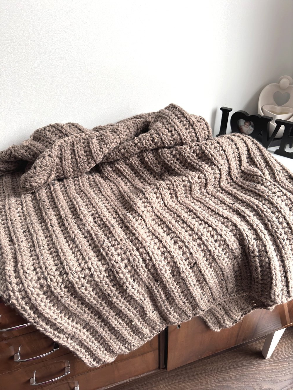 Ręcznie robiony Koc, gruby pled Brązowy Tweed 110x160 cm | Dom \ Koce
